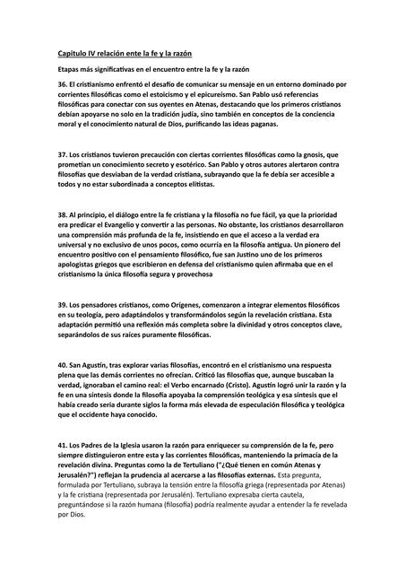 Capitulo IV relación ente la fe y la razón | Aaron | uDocz
