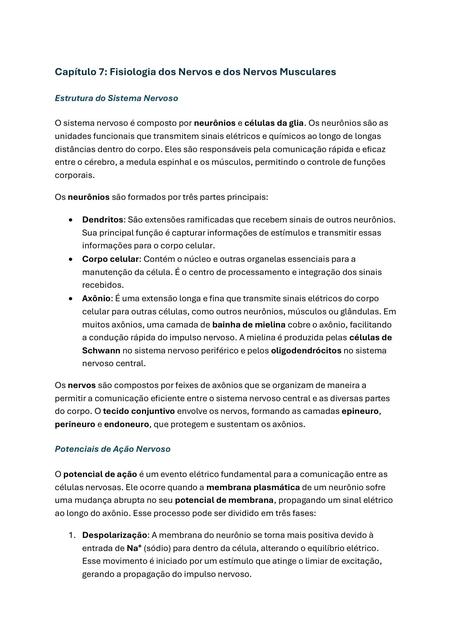 Resumo Cap 7 e 8 Guyton y Hall | Medicina | uDocz