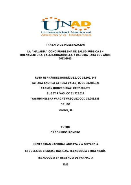 La malaria | Verónica Garcia | uDocz