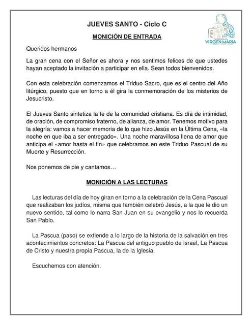 MONICIONES JUEVES SANTO C | doble click | uDocz