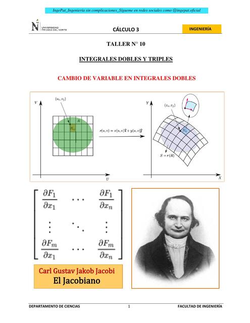 Cálculo 3. Taller 10 - Cambio de variable en integrales dobles ...
