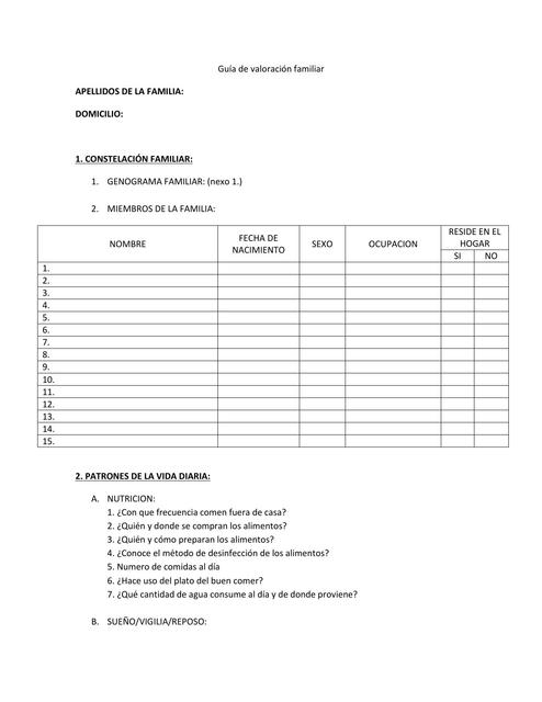 Guía de Valoracion Familiar | Enfermería | uDocz