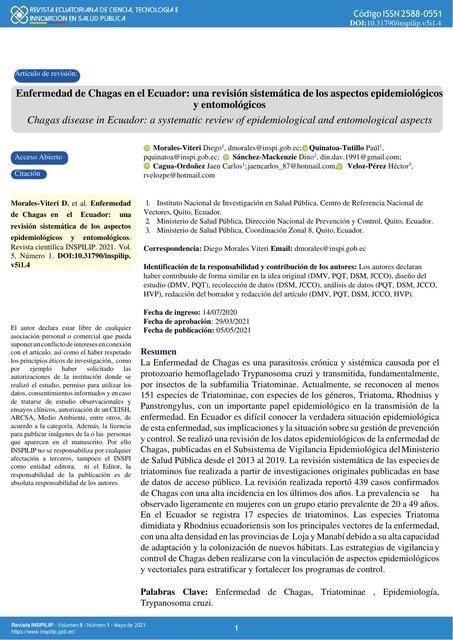Enfermedades de Chagas en el Ecuador | luis | uDocz