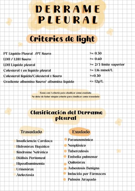 Derrame pleural - Clasificación y criterios de Light | Sharon Velazquez ...