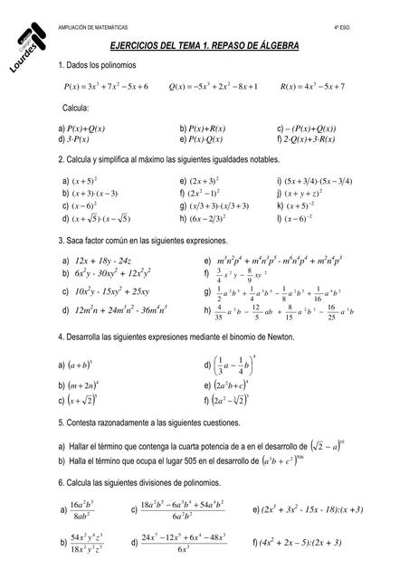Repaso de Álgebra | META | uDocz