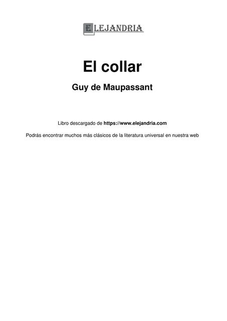 El collar Guy de Maupassant | Ortiz R. | uDocz