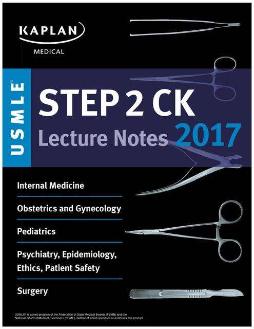 Kaplan Kaplan USMLE Step 2 CK Lecture Notes | Yetzagelis Meneses | uDocz