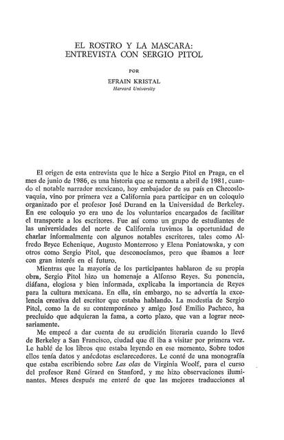El rostro y la mascara entrevista con Se | alfredo manobanda | uDocz