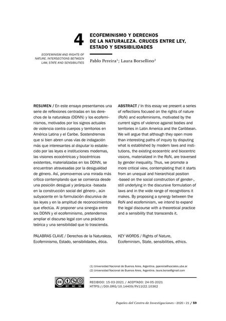 ECOFEMINISMO Y DERECHOS DE LA NATURALEZA | alfredo manobanda | uDocz