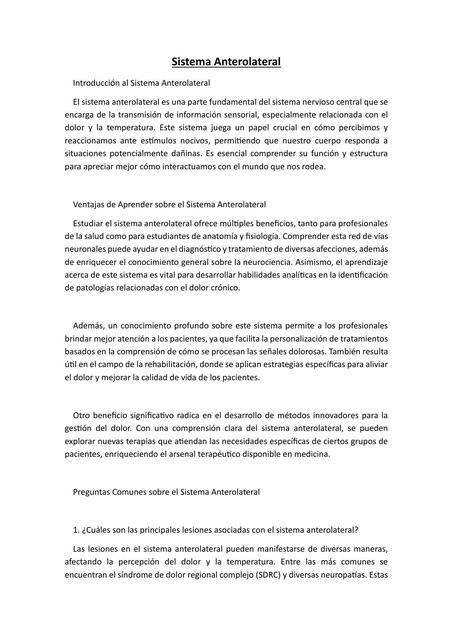 Sistema Anterolateral 2 | Estudiante Medicina | uDocz