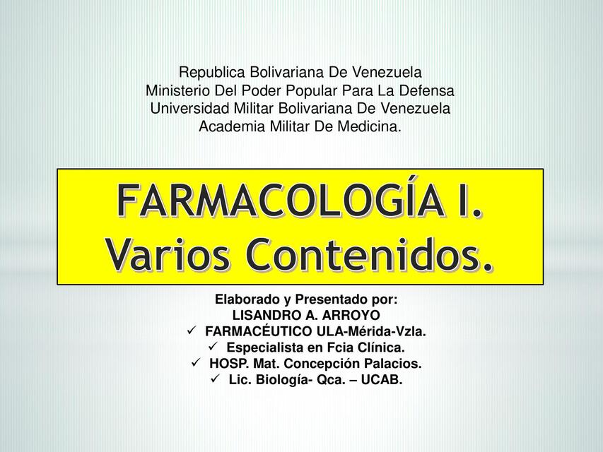 VARIOS CONTENIDO FINAL FARMACO 1 | omaira hernandez | uDocz