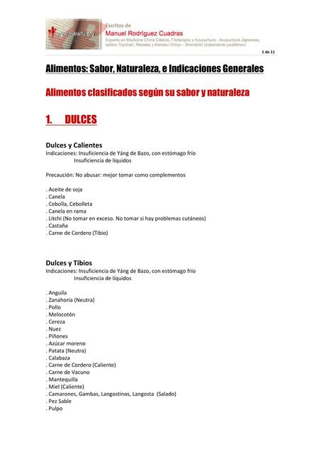 Flashcards de Alimentos Sabor y Naturaleza | Por AZ | uDocz