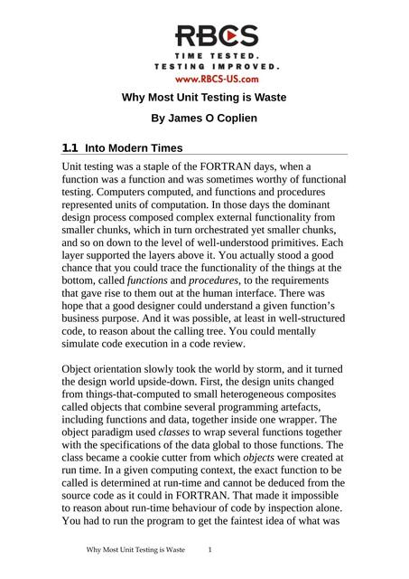 Why Most Unit Testing Is Waste [Pdf] | HackerNews | uDocz