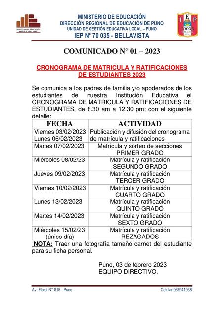 COMUNICADO 01 02 | MARGARETH KEVELIN | uDocz