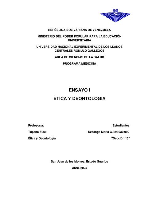 Ensayo Etica I Segundo Lapso | Gabriela Uzcanga | uDocz