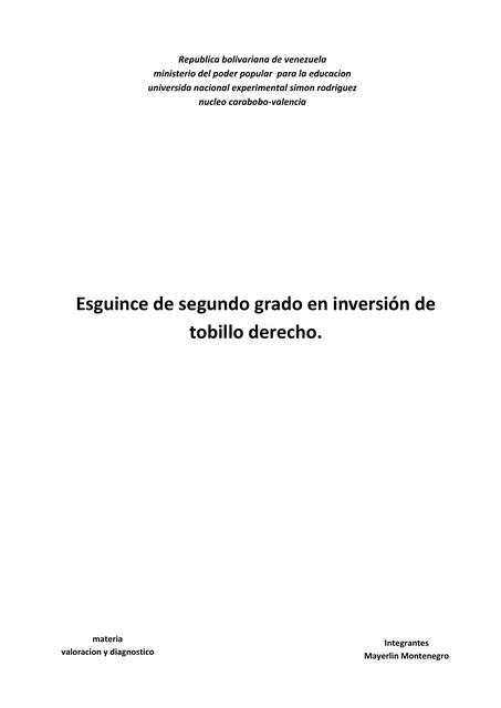Esguince de segundo grado en inversión de tobillo | mayerlin | uDocz