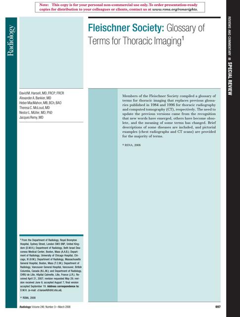 Fleischner Society: Glossary ofTerms for Thoracic Imaging | Karla ...