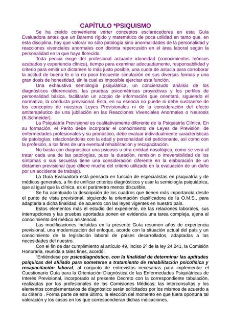 Baremo previsional Capitulo psiquiatría | paola | uDocz