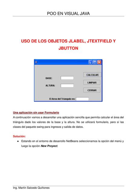 Objetos básicos de control en Visual Java | Saby | uDocz