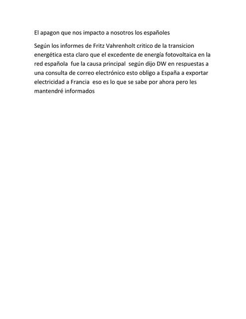 El apagon que nos impacto a nosotros los españoles | Luis javier | uDocz