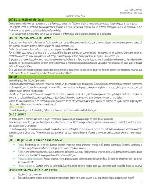 Biopsia y citología | VALENTINA IGNACIA MEDEL NAVARRO | uDocz