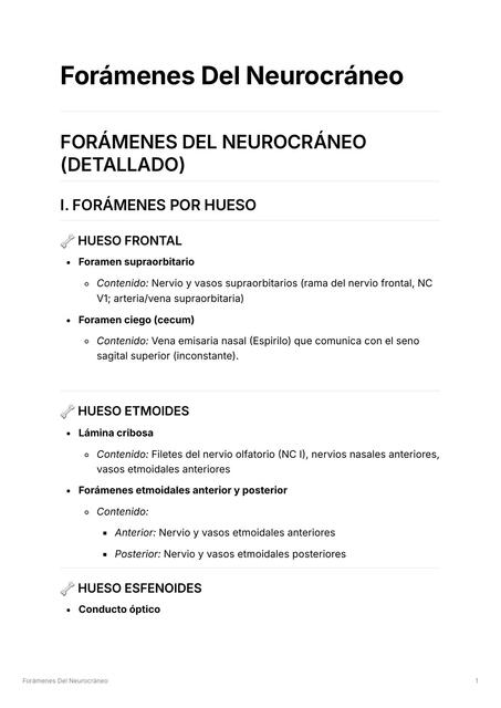 Foramenes del Neurocraneo | Erick | uDocz