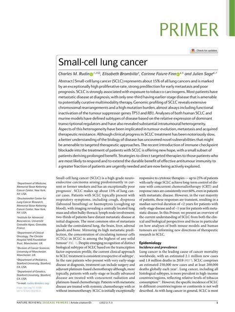 Flashcards de Ca Pulmon cel pequenas | Por amelia | uDocz