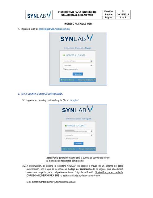 Instructivo Ingreso de Clientes al Portal Siglab W | stefan | uDocz