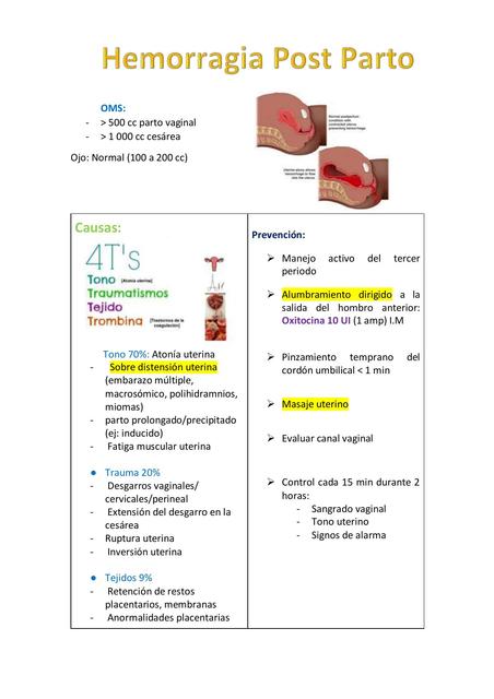 Hemorragia Postparto Causas(4T) Prevención Manejo en Emergencias y Caso ...