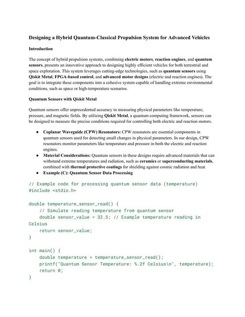 Designing a Hybrid Quantum Classical Propulsion System | Víctor | uDocz