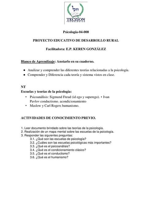 NT 04 Escuelas de psicologia | Edwin Alexis | uDocz