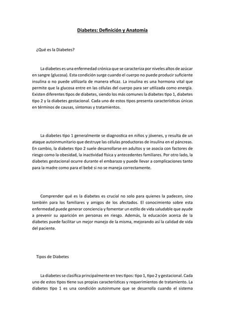 Diabetes Definición y Anatomía | Estudiante Medicina | uDocz