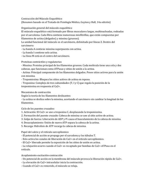 Resumen Contraccion Musculo Esqueletico Guyton | marco soliz | uDocz