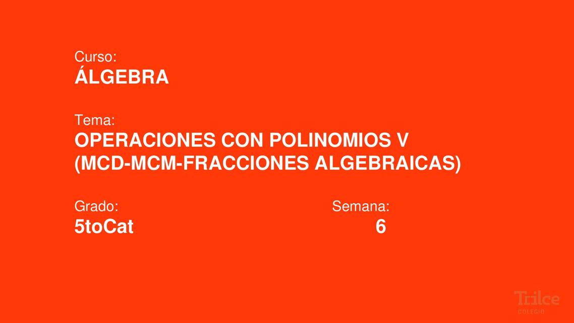 X 5toCat Operaciones con Polinomios V | LUCERO | uDocz