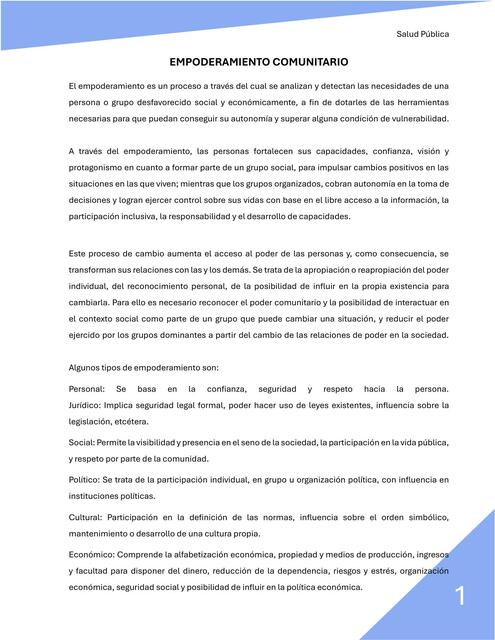 EMPODERAMIENTO COMUNITARIO | Diego | uDocz
