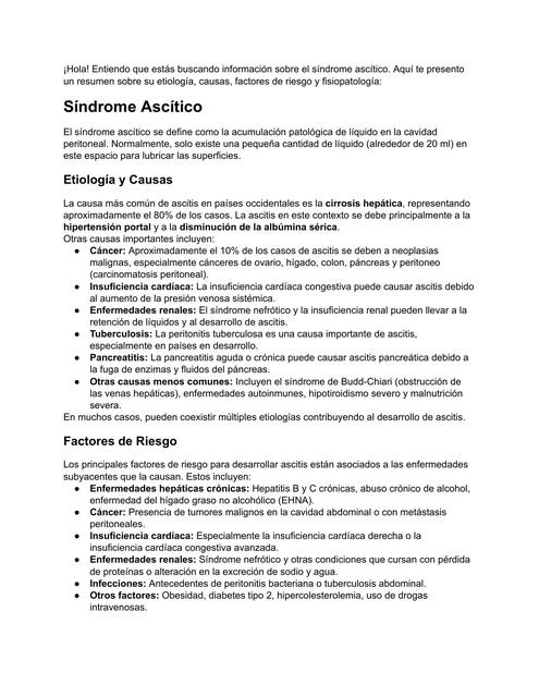 síndrome ascitico etiología causas factores de rie | scarlett parra | uDocz