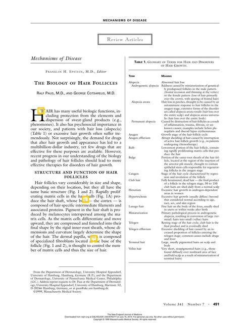 Flashcards de The biology of hair follicles | Por DBR Soluciones | uDocz