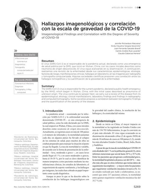 Covid escalas gravedad por imagen british | Percy Williams | uDocz