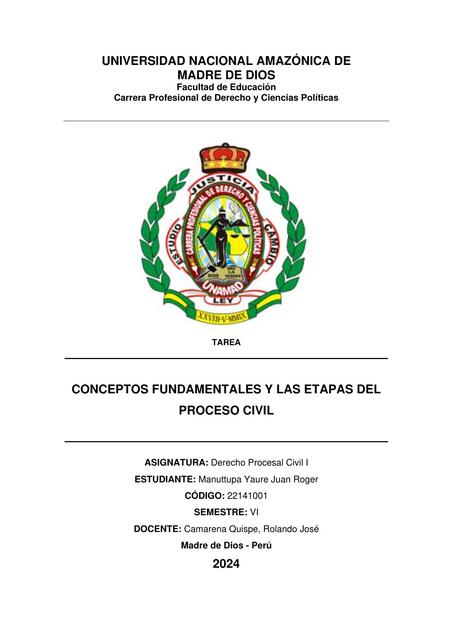 Conceptos fundamentales y las etapas del procesos civil | Manuttupa | uDocz