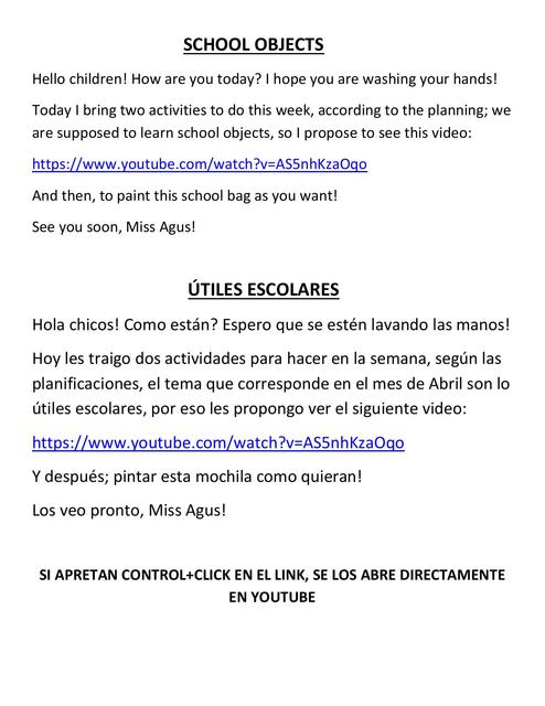 School Objects Activity | Aguss Costa | uDocz