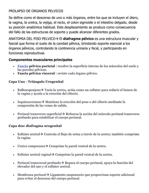 PROLAPSO DE ORGANOS PELVICOS | LORENA | uDocz
