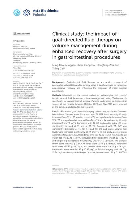 The impact of goal directed fluid therapy on volum | fer | uDocz