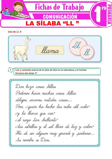 La sílaba LL para Pimer Grado de Primaria | JR | uDocz
