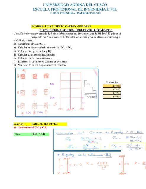 CALCULO DE LAS DERIVAS (DRIFTs) EN EDIFICACIONES | Luis Alberto Cardenas Flores | uDocz