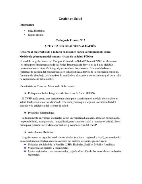 Báez Estefania P2 EP1 Gestión En Salud Semana 5 Du | Loreley Rojas | uDocz