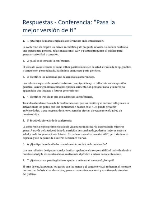 Respuestas Actualizadas Conferencia Ale Ponce | Albert | uDocz