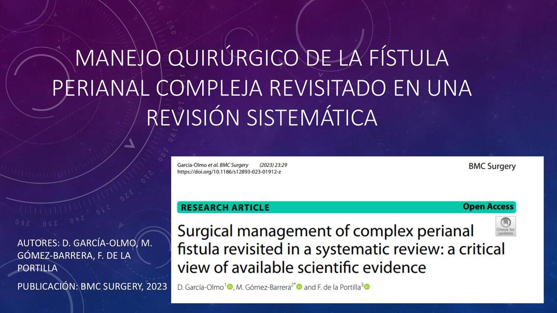 Manejo quirúrgico de la fístula perianal compleja | brenda | uDocz
