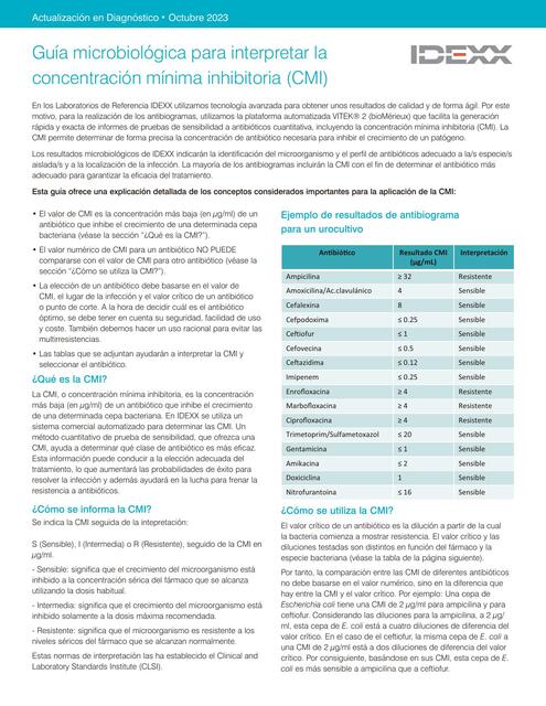 Flashcards de Guía Microbiologica para interpretar (CMI) | Por Mariam A. | uDocz