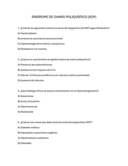 SOP SINDROME DE OVARIO POLIQUISTICO EJERCICIOS | DanMedi | uDocz
