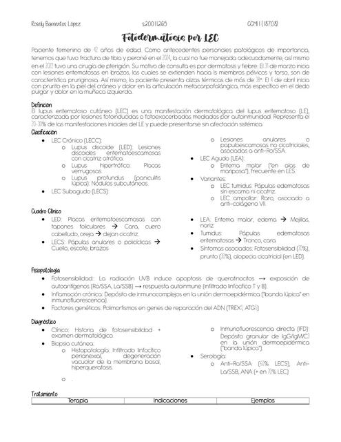 Flashcards de Fotodermatosis por LEC | Por Rosely Barrientos | uDocz